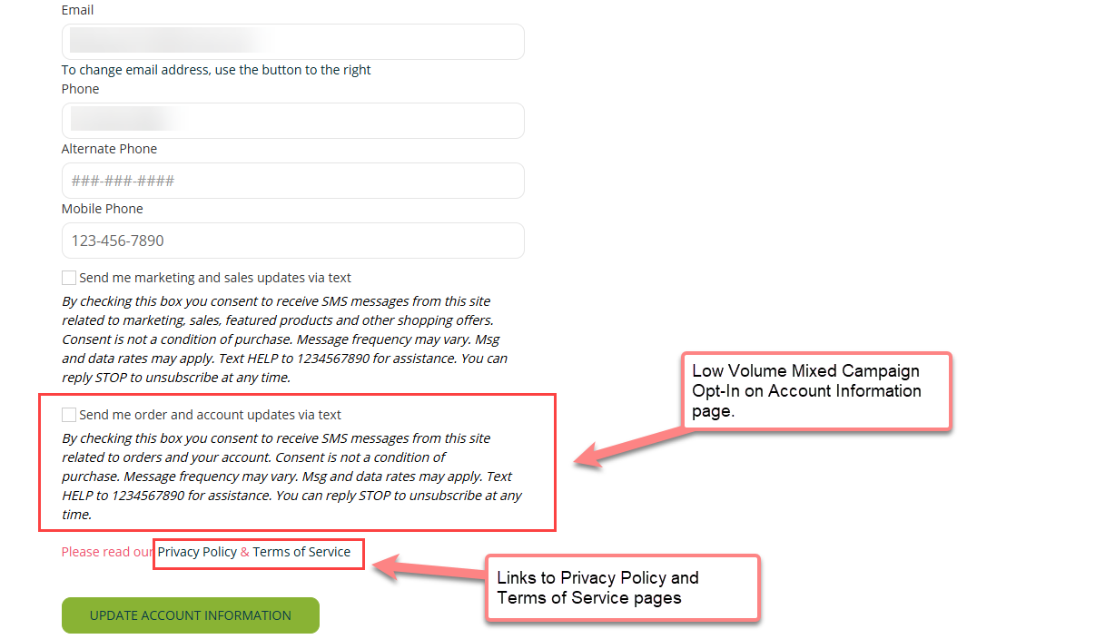 Twilio Opt-In Screenshots for Low Volume Mixed Campaign – Local Food ...